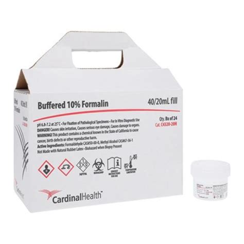 Prefilled Formalin Container Handi Pack Screw Cap Warning Label Patient Information Nonsterile