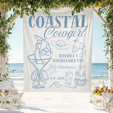 Coastal Cowgirl Bachelorette Party Banner Custom Coastal Bachelorette