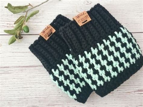 Houndstooth Boot Cuff Crochet Pattern Crafting On The Fly