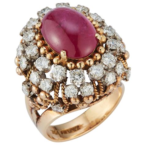 40 Carat Ruby Cabochon Gold Diamond Ring For Sale At 1stdibs 40 Carat