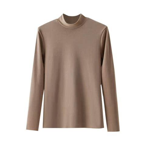 Ltctricy Womens Plus Size Thermal Tops Soft Cotton Long Sleeve Mock