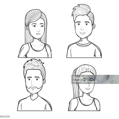 Ilustración De Conjunto De Personas De Dibujado A Mano Y Más Vectores