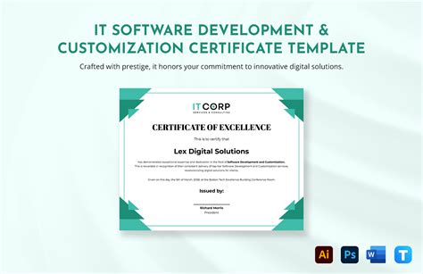 It Software Development And Customization Certificate Template In