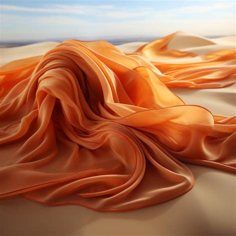 Premium Ai Image Orange Fabric Blowing In The Wind