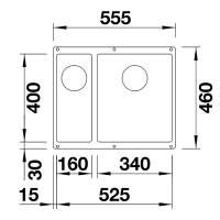 Blanco Subline 340160 Silgranit U Kitchen Sink Right Hand Rock Grey