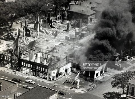 27th July 1967 Detroit Michigan The Gutted Remains Of Buildings