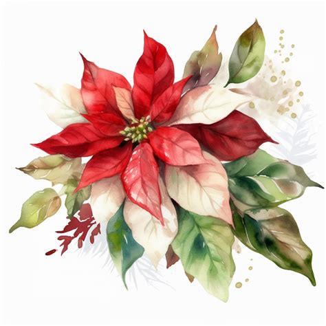Poinsettia Watercolor Clipart Christmas Flower Clipart Instant Digital Download 13 High