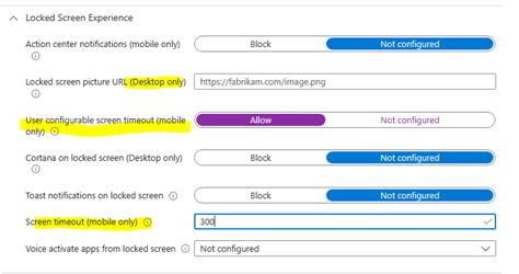 Azure Configuration Profile For Screen Lock Fails When Domain User Is
