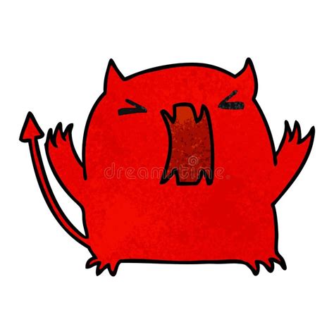 Textured Cartoon Of A Cute Kawaii Devil Stock Vector Illustration Of