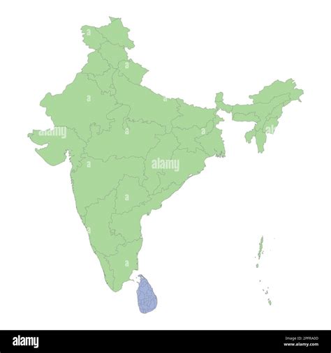 High Quality Political Map Of India And Sri Lanka With Borders Of The