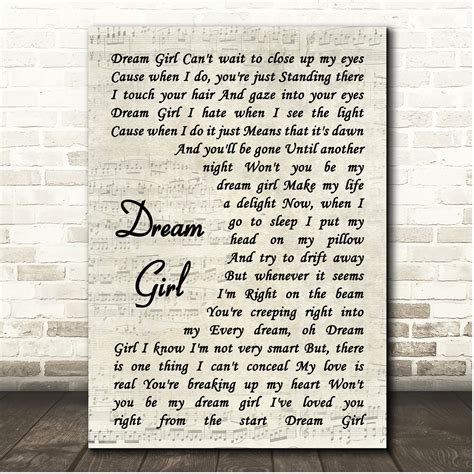 Norman Fox And The Rob Roys Dream Girl Vintage Script Song Lyric Print Song Lyric Prints