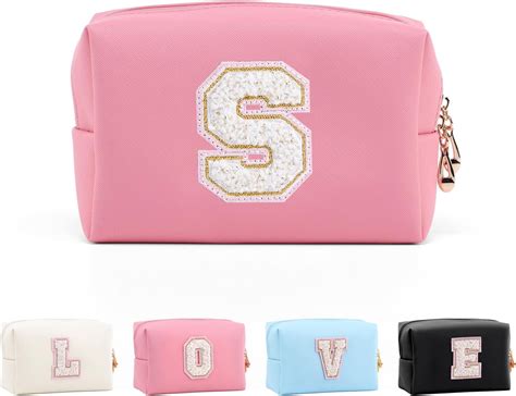 Hbhpov Initial Cosmetic Bag Pu Waterproof Makeup Bag Personalized Travel Organizer，assorted