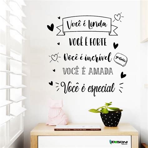 Adesivo Decorativo Frase Você é Lindavocê é Forte Você é Incrível