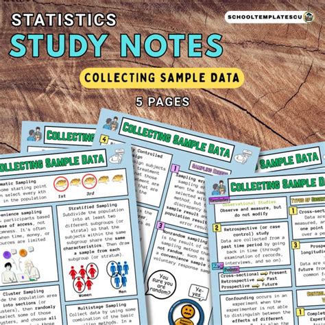 Collecting Sample Data Notes Printable Statistics Notes A4 Format
