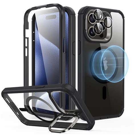 Clear Black Iphone 15 Series Armor Tough Case With Stash Stand Esr