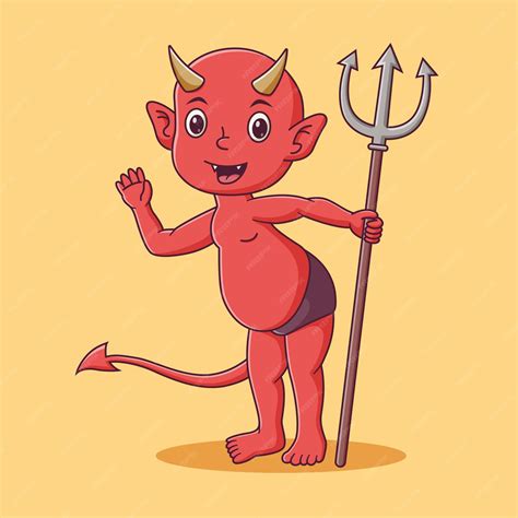 Premium Vector Cute Red Devil Monster Cartoon Red Devil Mascot
