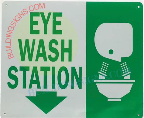 Eye Wash Station Sign With Arrow Down Sign 10 X 12 White Green