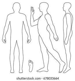 Full Length Profile Standing Naked Man Stock Illustration Shutterstock