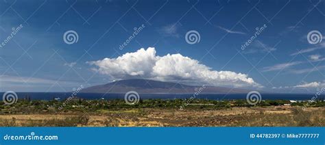 Panoramic View Of Lahaina And The Island Of Lanai Maui Hawaii Stock