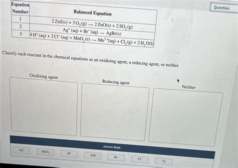 solved classify each reactant in the chemical equations as
