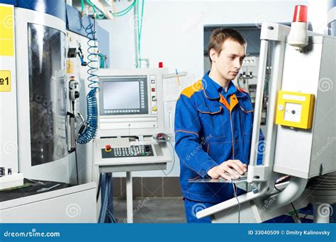 Worker At Machine Tool In Workshop Stock Image Image Of Person