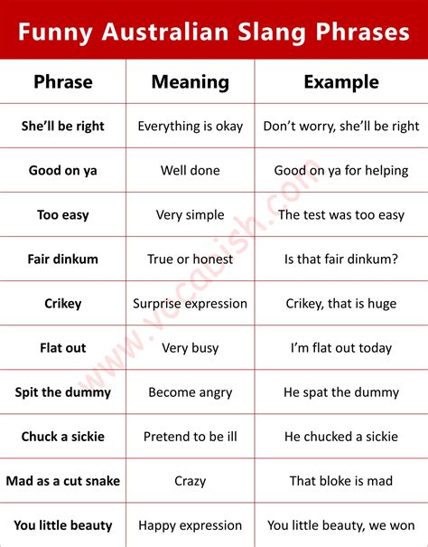 100 Australian Slang Words And Meanings With Phrases Vocabish