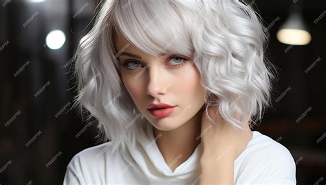 Beautiful Blond Haired Caucasian Woman A Fashion Model Looking Sensually At Camera Generated By