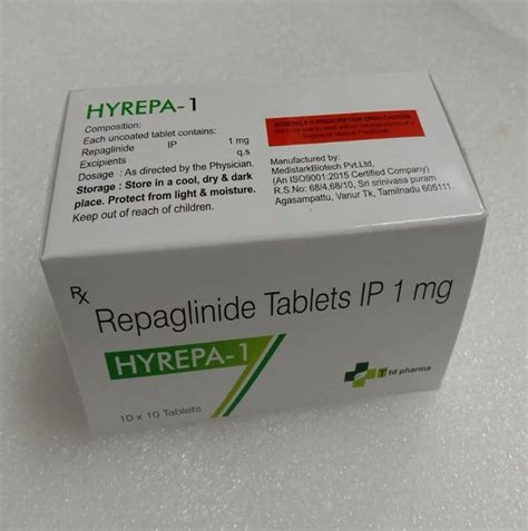 1mg Repaglinide Ip Tablets At ₹ 190box Repaglinide Tablets Ip In Villianur Id 2852533262197