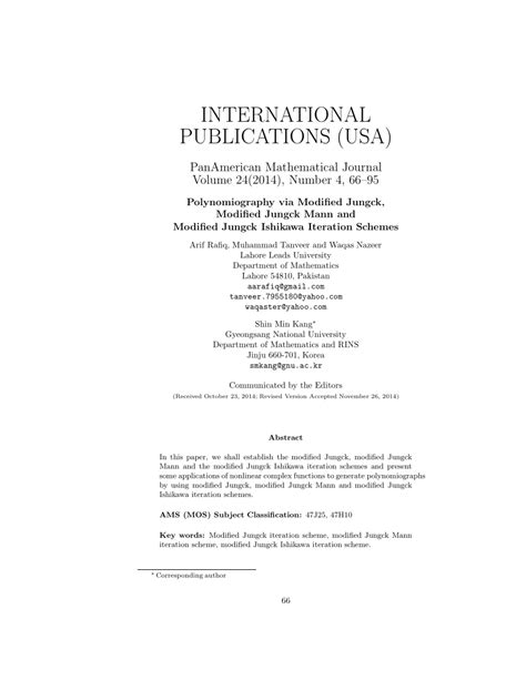 Pdf Polynomiography Via Modified Jungck Modified Jungck Mann And