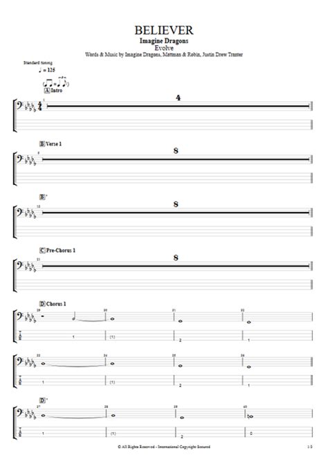 Believer Tab By Imagine Dragons Guitar Pro Full Score Mysongbook