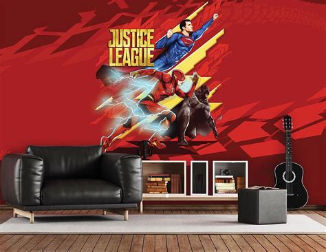 Panoramic Wallpaper Justice League Hero Ready To Go Red Muralconcept