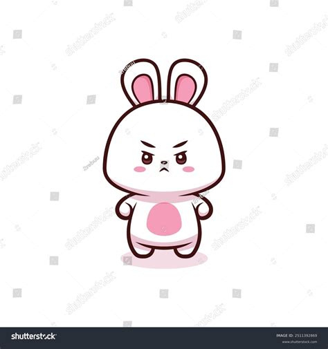 Cute Angry Easter Bunny Illustration Vector Stock Vector Royalty Free