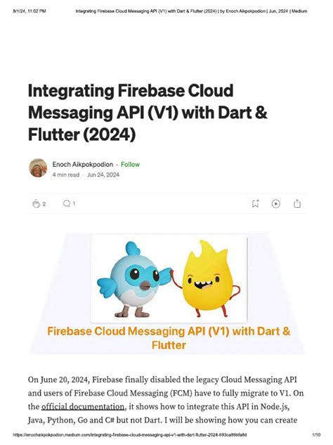 integrating firebase cloud messaging api v1 with dart and flutter