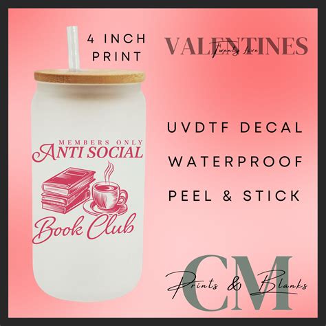Anti Social Book Club Uvdtf Single Decal 4” 10cm Cmcraftsuk