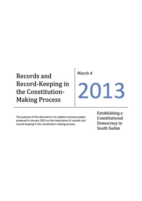 Records And Record Keeping In The Constitution Making Process Peacemaker