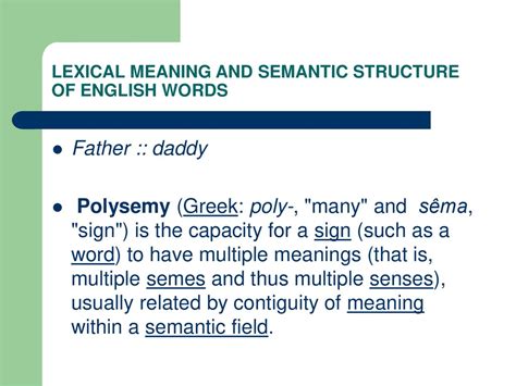 Lexical Meaning And Semantic Structure Of English Words Lecture 3 презентация онлайн