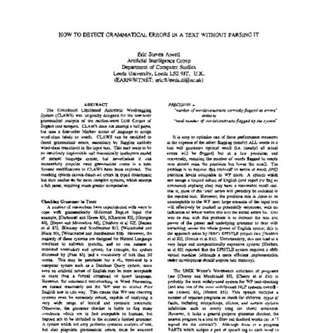 How To Detect Grammatical Errors In A Text Without Parsing It Acl Anthology
