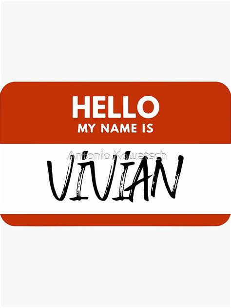 Vivian Name Red Nametag Vivian Name Label Sticker For Sale By