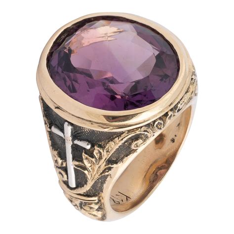 Antique French Amethyst Gold Bishops Ring At 1stdibs