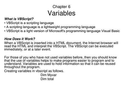 Ppt Mastering Variables In Vbscript Powerpoint Presentation Free Download Id 9098708