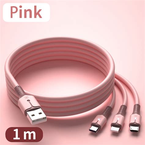 【พร้อมส่ง】ซิลิโคนเหลวสายเครื่องชาร์จ Usb ที่รวดเร็ว3 In 1 5a พร้อมแอนดรอยด์ไมโครยูเอชบีไฟ Led