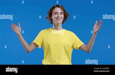 Big Large And Small Tiny Concept Woman Showing Difference Between