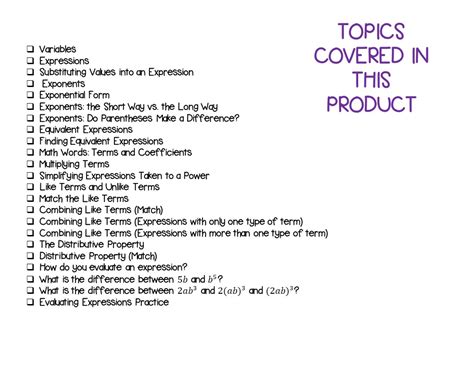 Variables Terms And Expressions Algebra Guided Note Taking Activities Made By Teachers