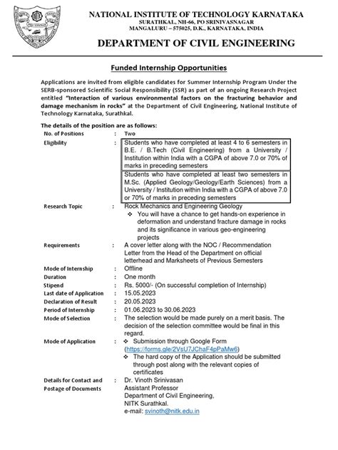 Ssr Advertisement Civil Engineering Dept Pdf Science Engineering