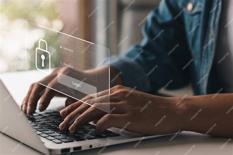 Premium Photo Cyber Security User Type Login And Password Keeping User Personal Data Safe