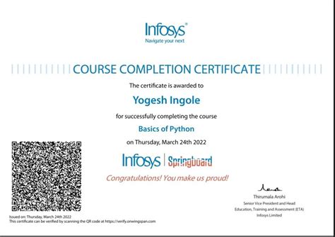 yogesh ingole on linkedin infosys python
