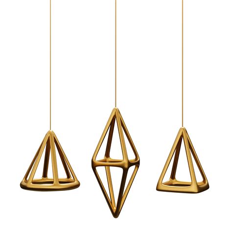 3d Render Minimal Isolated Hanging Decorative Gold Elements