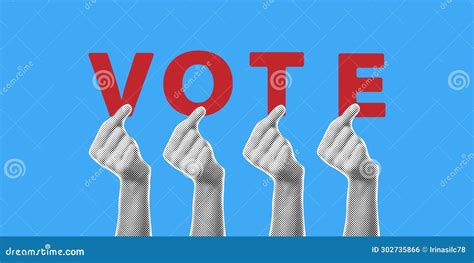 Vote And Opinion Poll Concept Of People Voting Halftone Sticker Of