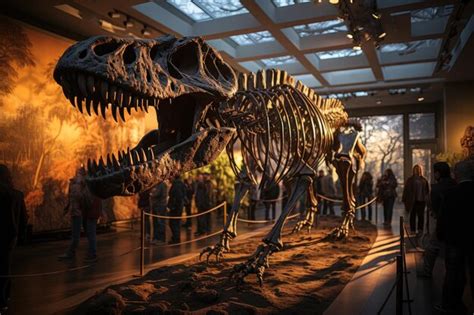 Premium Ai Image Tyrannosaurus Skeleton On Fossil Exposure Generative Ia