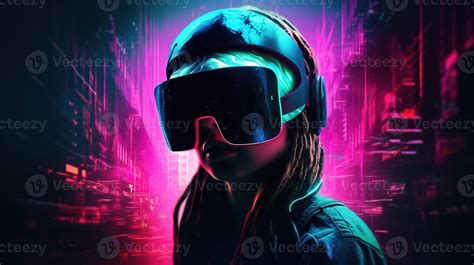 Metaverse And Virtual Reality Network Concept Using Vr Headset On City